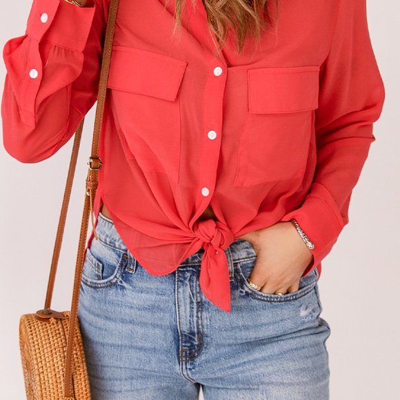Tops | Laurie Pocket Button Up Shirt | Poshmark